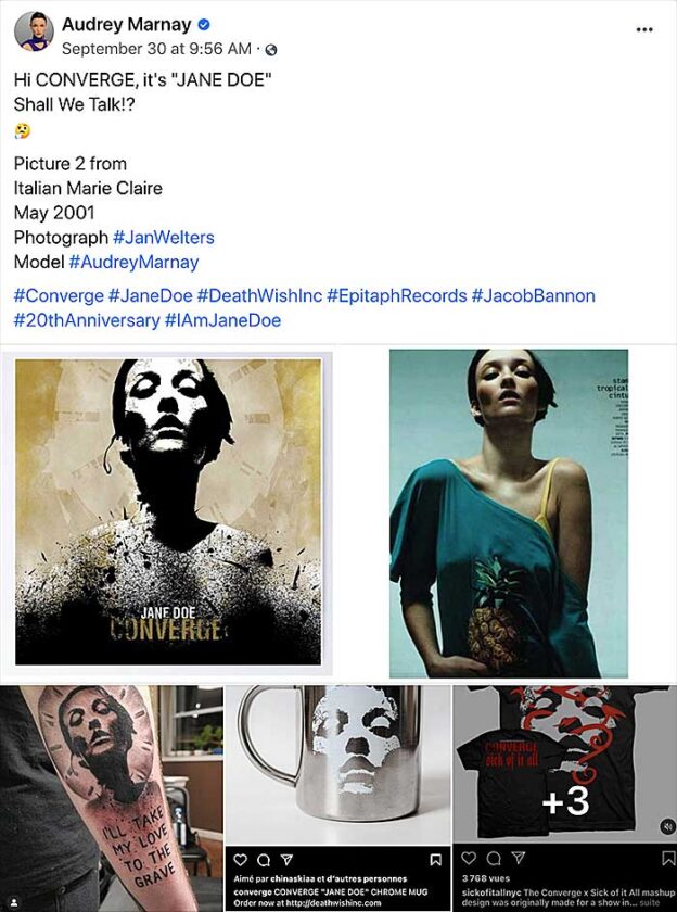 CONVERGE “Jane Doe” No Longer a Jane Doe. Actress Audrey Marnay Calls Out Band for Using Her ...